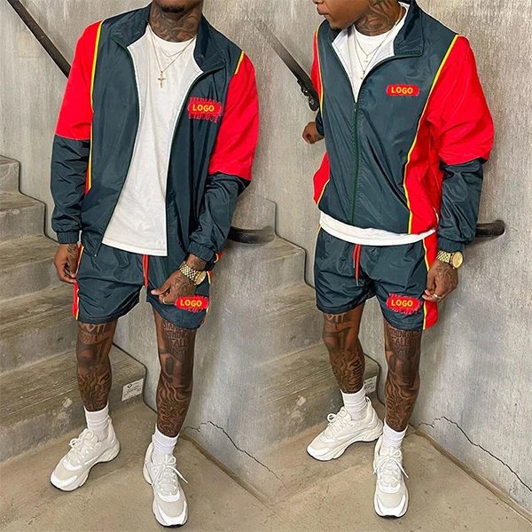 Custom Logo Lightweight 2 Piece Sets Zip Up Mens Jacket Windbreaker ...