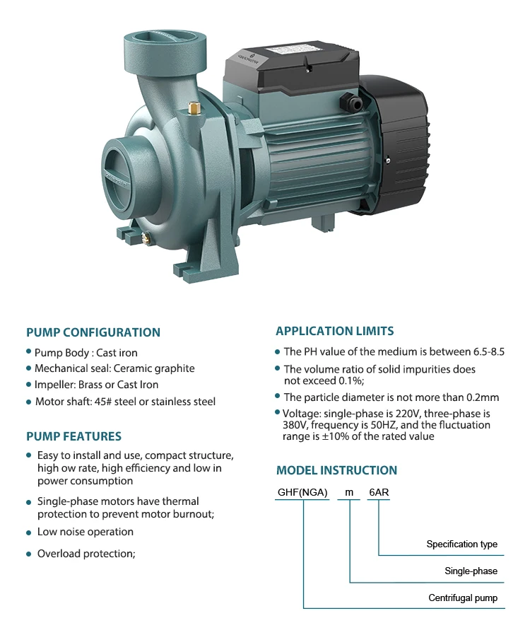 Grandfar Large Flow Rate High Suction Water Pumps 5.5hp 4kw 25m Head ...