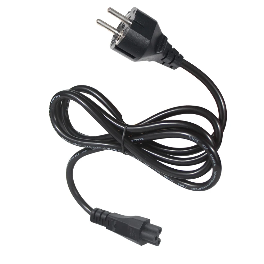 1M Black European Extension Standard AC Power Cord Schuko Plug C5 Cable ...