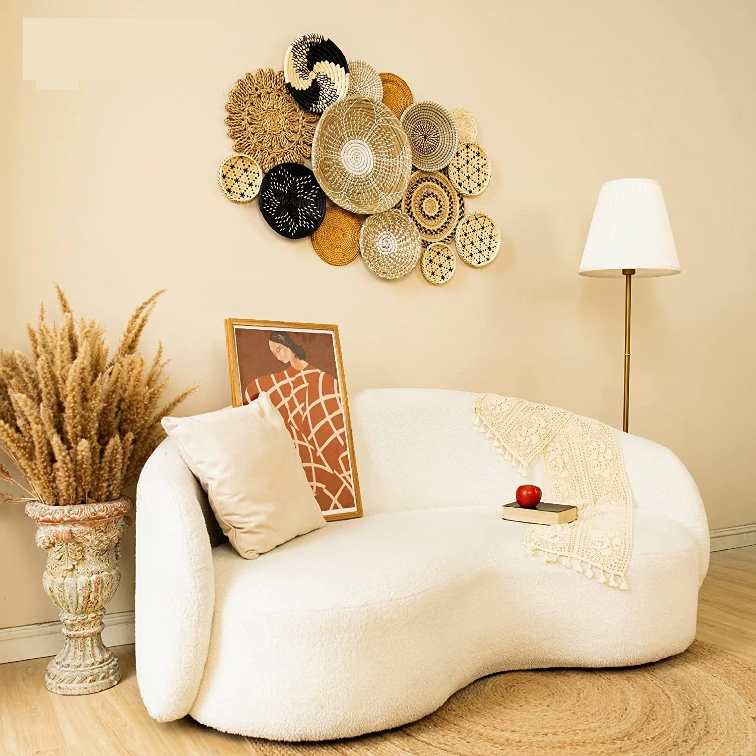 Wicker Natural Rattan Wall Plate For Art Decor Flower Fruit Plant Woven ...