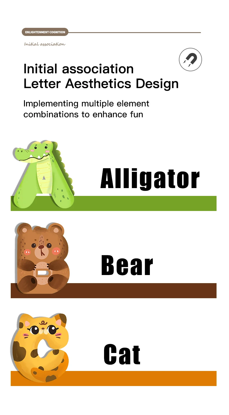 Children Cute Animals Fridge Large Alphabet Magnetic Stickers Preschool ...