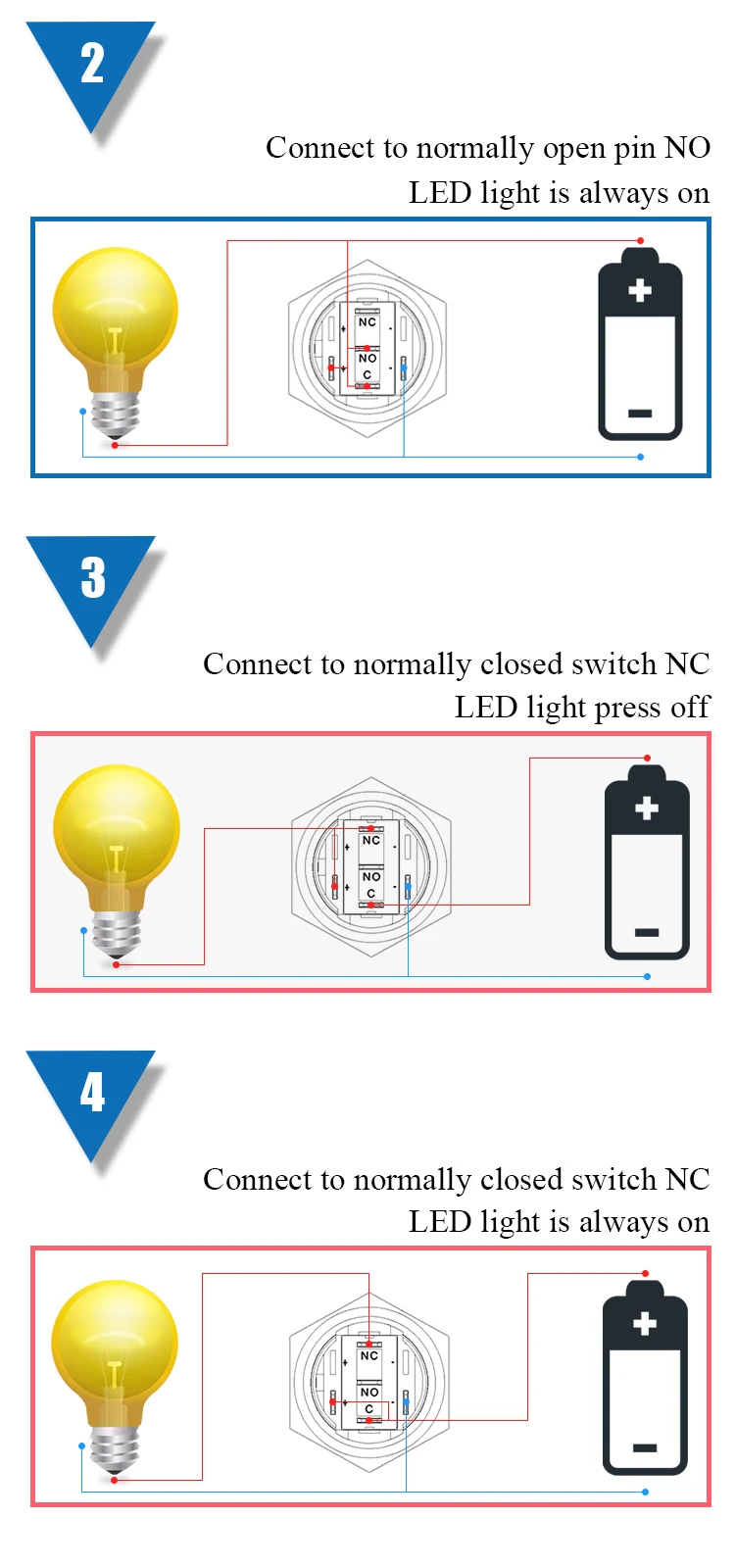 IP67 CE 16mm LED Indicator Push Button Switch Waterproof Maintained ...