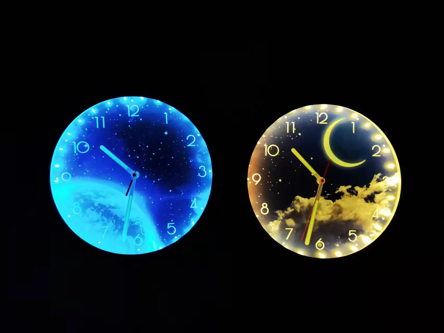 Led Night Light Wall Clock Glow in the Dark Night Sky for Bedroom ...