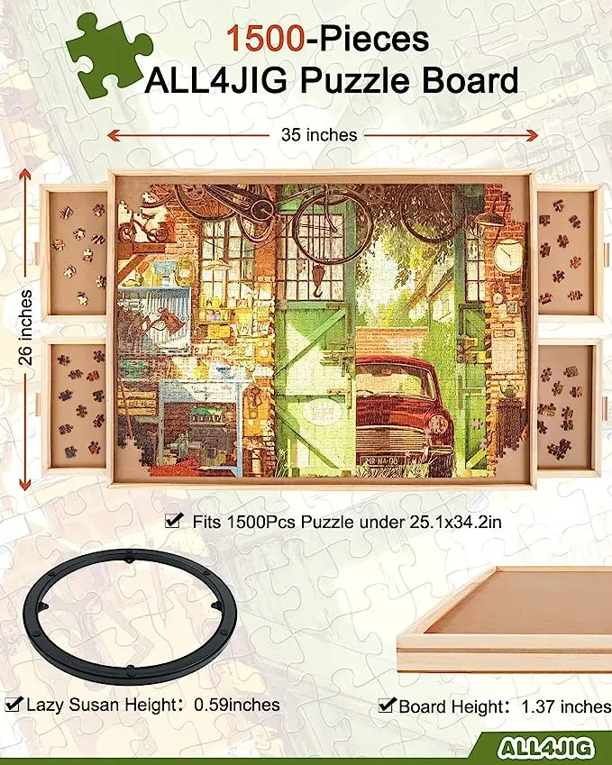 Portable Jigsaw Puzzle Board - 1500 Piece Wooden Puzzle