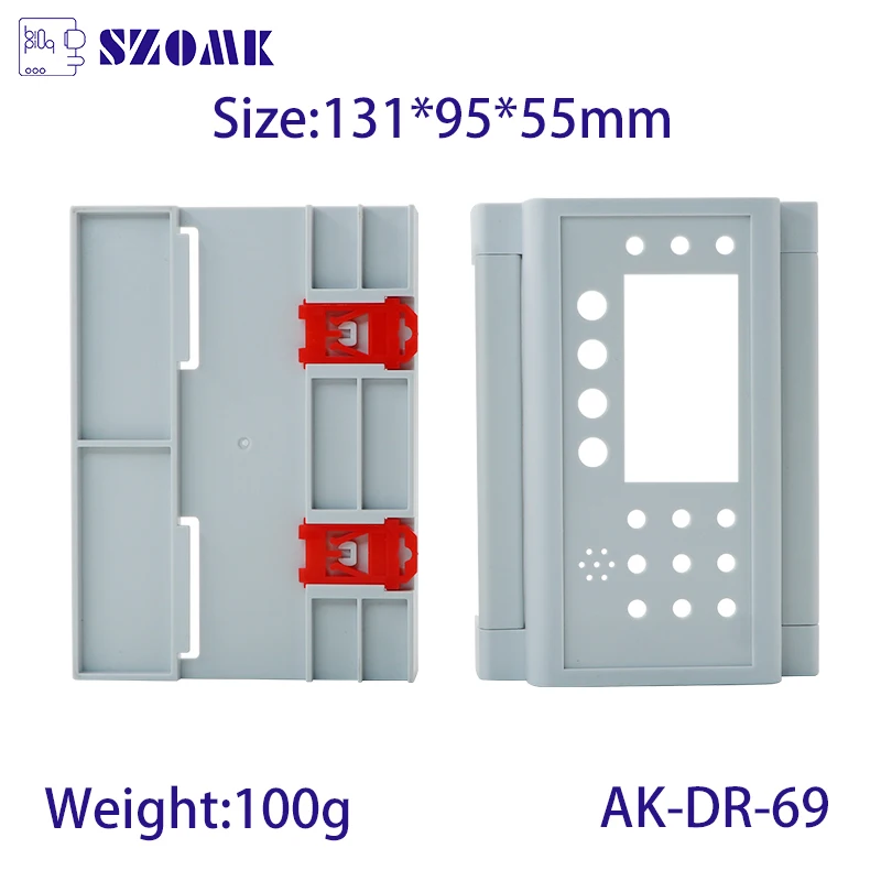 Szomk Plastic Electron Project Box Enclosure Case For Din Rail Clips ...