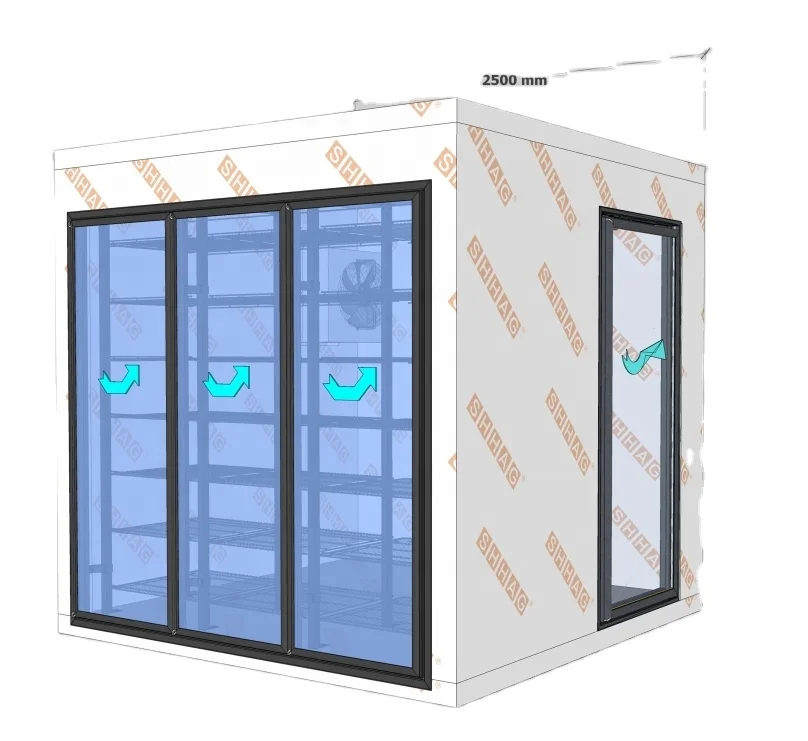 Freezer chiller glass door framework shelves for reach in cooler room ...