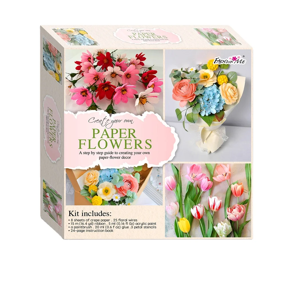 Custom Kids DIY Paper Flower Making Kit Make Your Own Paper Flower Toys ...