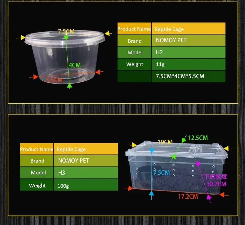 Portable Transparent Plastic Box Snake Breeding Box Faunarium Critter ...