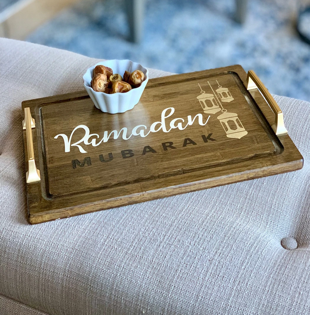 2023 Ramadan Wooden Eid Muslim Elegant Chocolate Cake Food Serving Tray ...