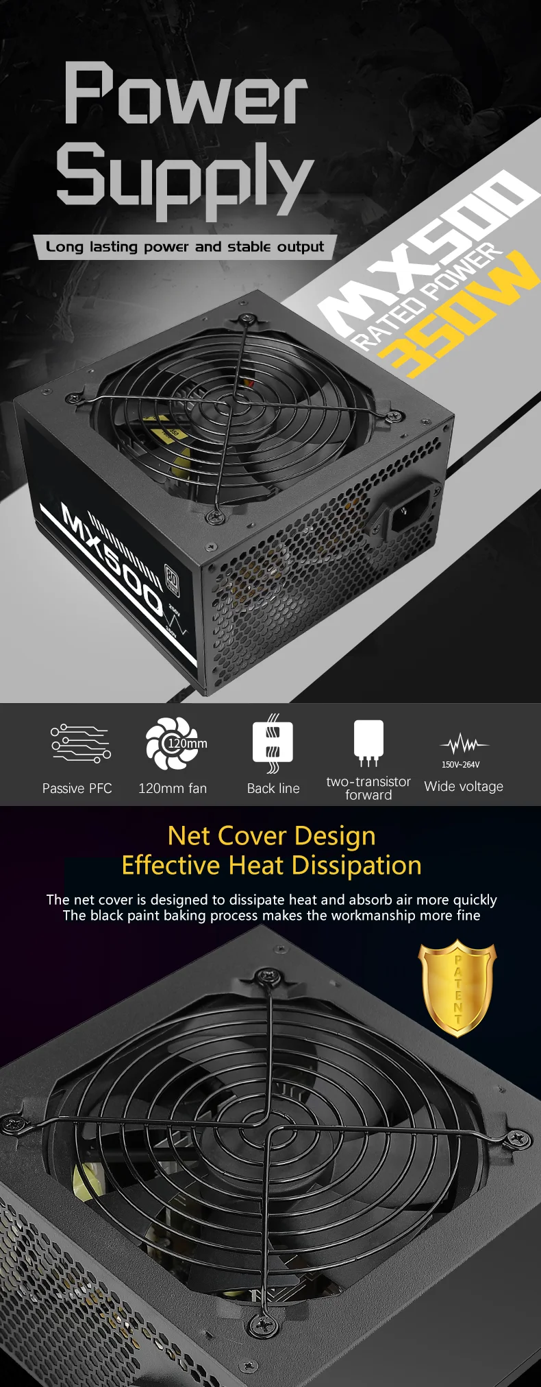 Oem Interface 500w 80plus Atx Gaming Pc Power Supply For Desktop ...