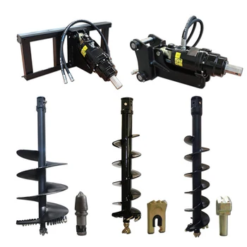 Excavator Skid Steer Backhoe Loader Attachments Hydraulic Earth Auger ...