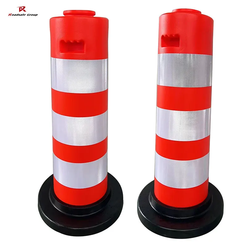 Safety Traffic Barrier with Light, 1090mm PE Road Barrel Post ...