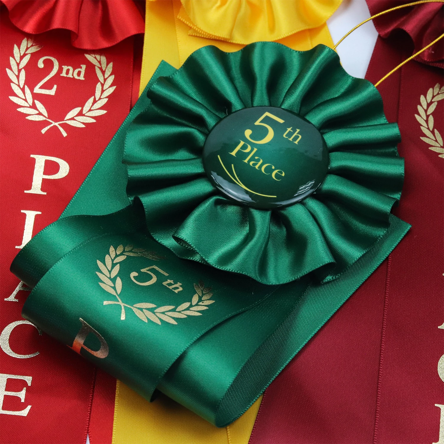 High Quality Custom Gold Foil Print Rosettes Ribbons Awards For ...
