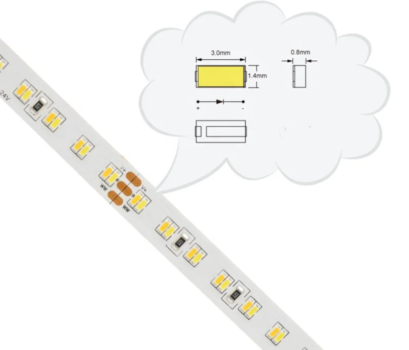 High Density Flex 24v 2216 Led Strip Light Custom 10mm Cct 2700-6500k ...