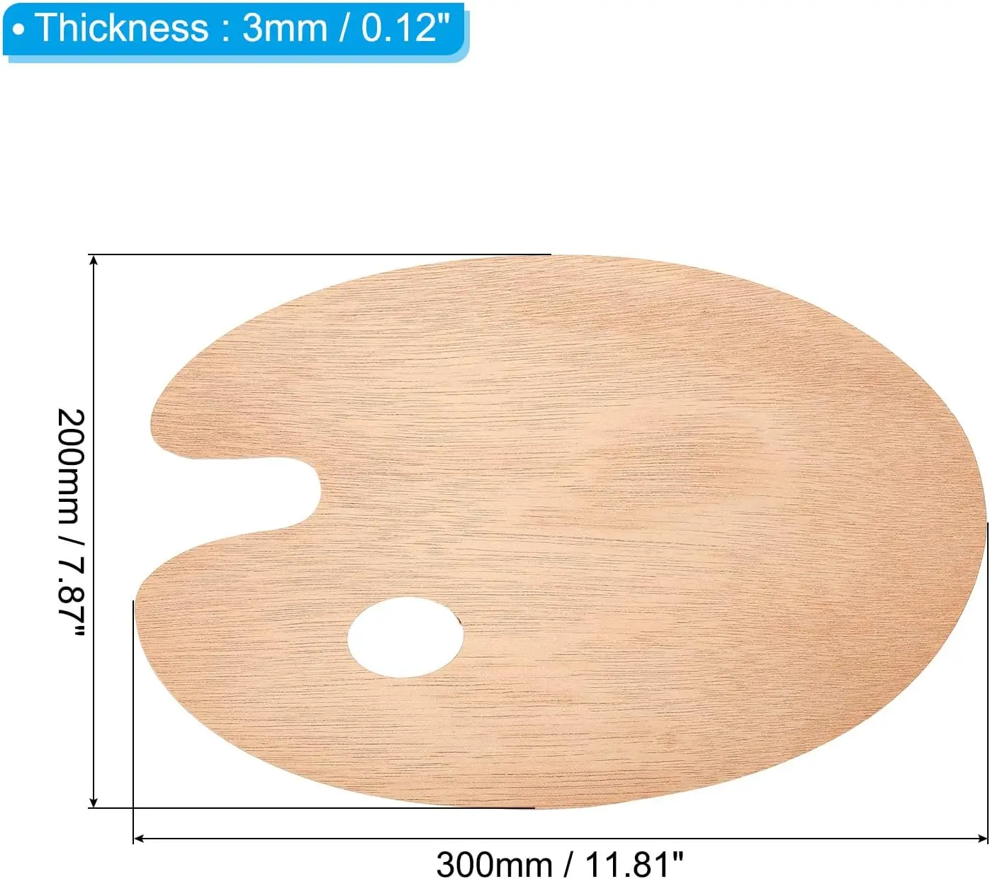 8"x12" Wooden Paint Palette 3 Pack Color Mixing Oval Paint Tray Palette ...