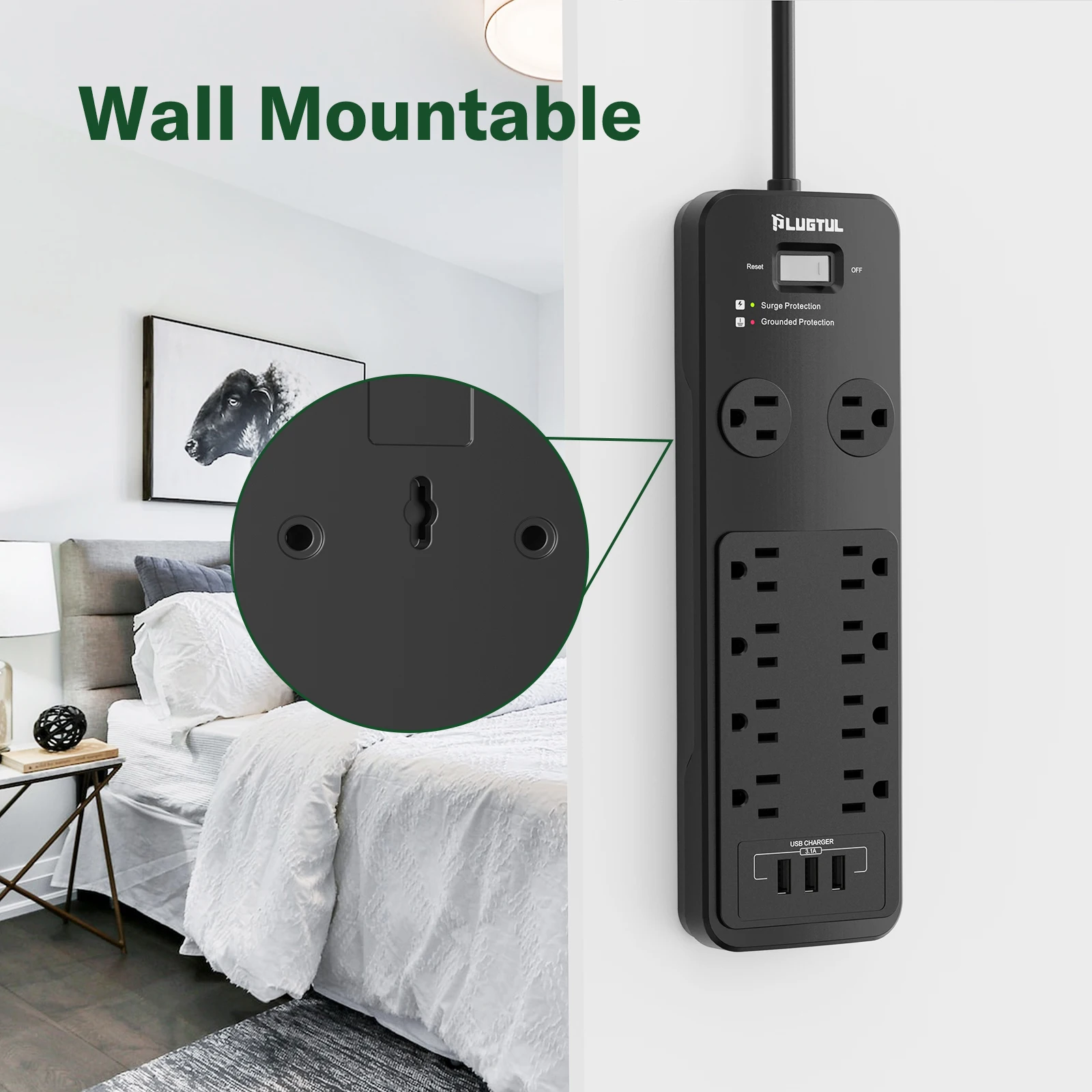 Us Electric Extension Board Power Strip,10 Outlet Etl Power Bar With ...