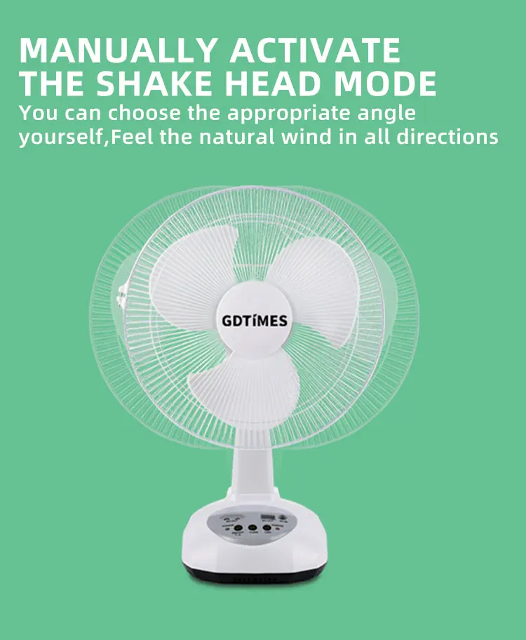 GDTIMES Solar Fan - Efficient AC/DC Rechargeable Table Fan