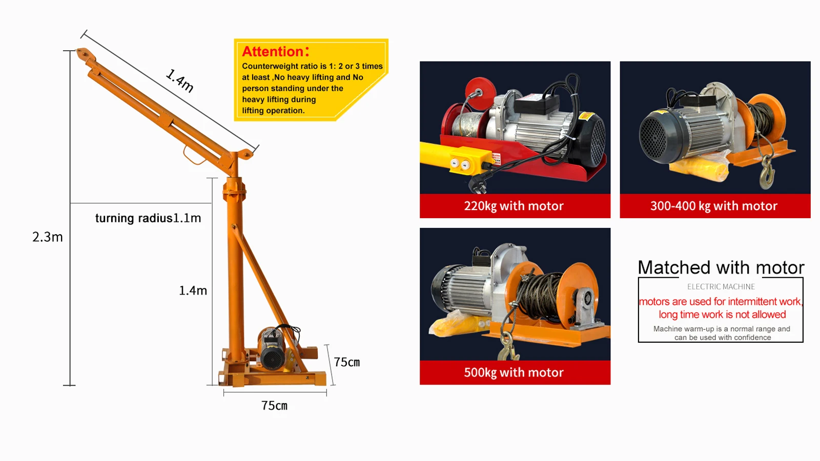 500kg Lifts Crane Small Construction Lifts Crane Mini Lift Concrete ...