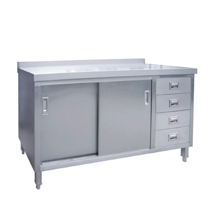Stainless Steel Kitchen Work Table With Cabinet & 4 Drawers| Alibaba.com