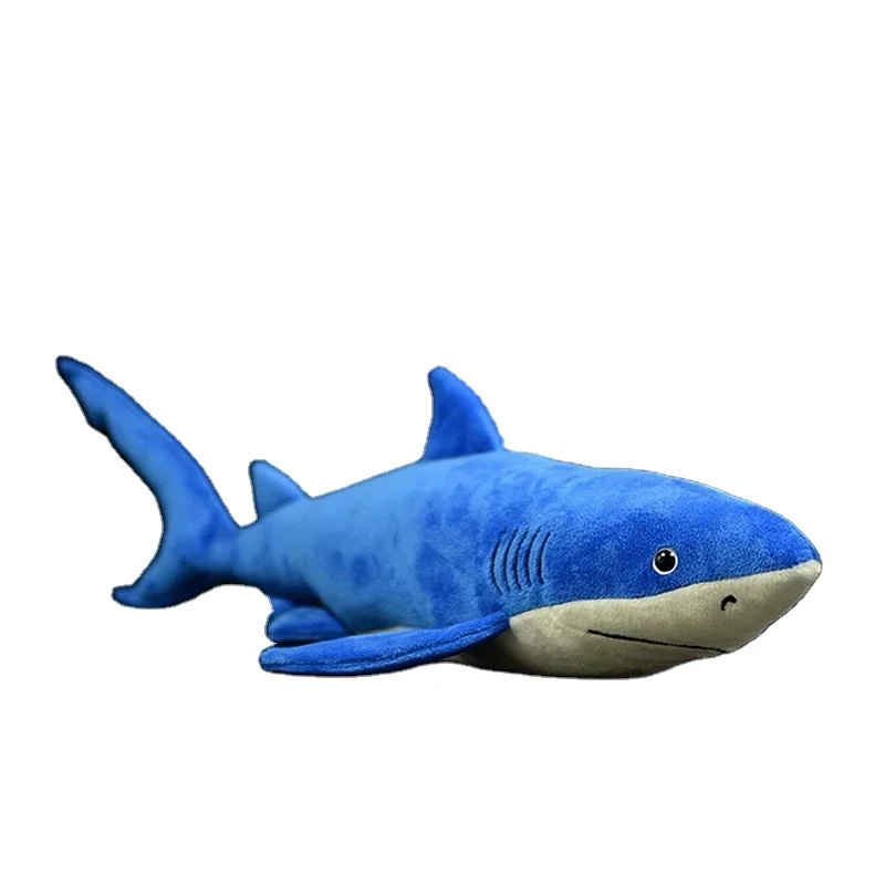 Super Soft Blue Shark Plush Toy Real Life Sea Animals Great Blue Whale ...