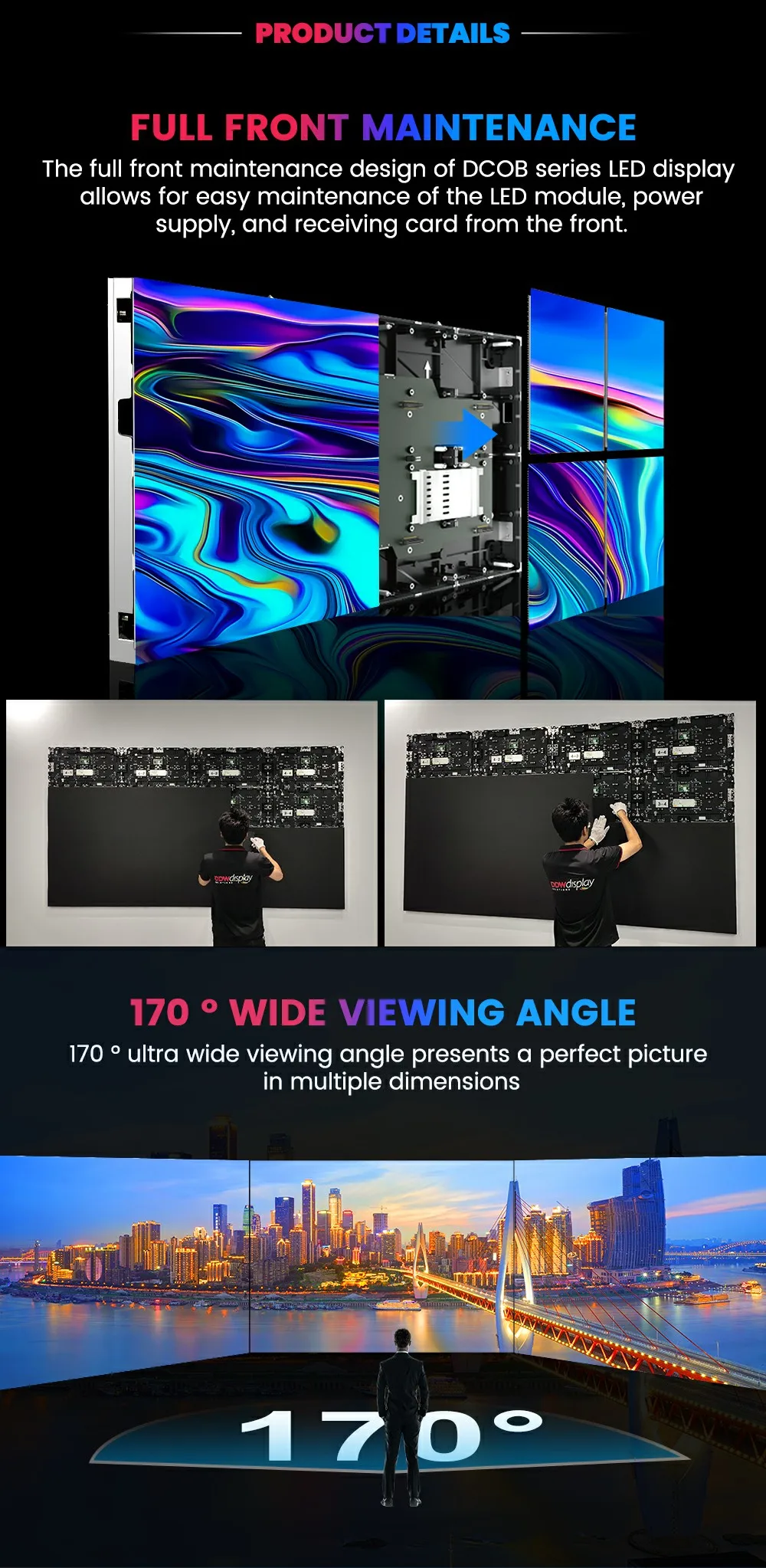 High Pixel Density High Color Reproduction P0.9 P1.2 P1.5 P1.8 Slim Light-Weight Flip-Flop COB ...