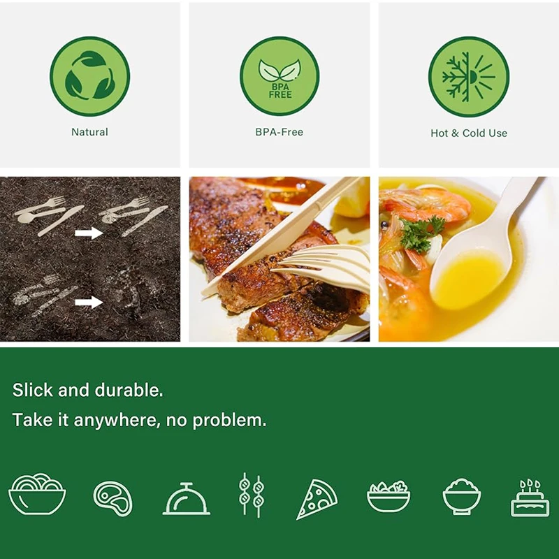 Econewleaf 7 Inch Plant Starch Disposable Cutlery Biodegradable Camping ...