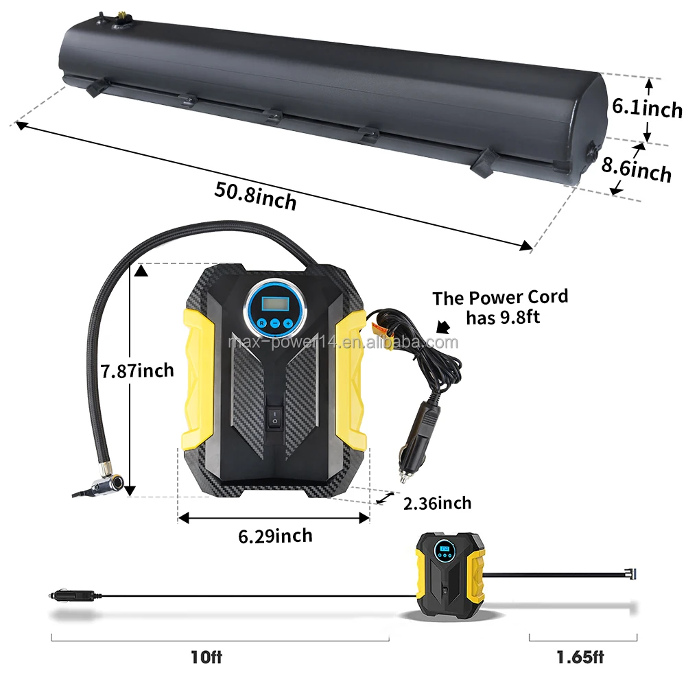 8 Gallon Pressurized Water Tank with Air Compressor for Overlanding ...