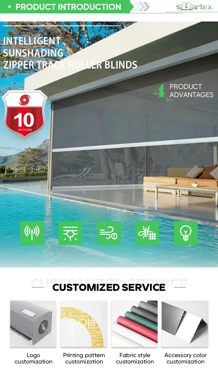 Customized Indoor Office Motorized Windproof Roller Blinds