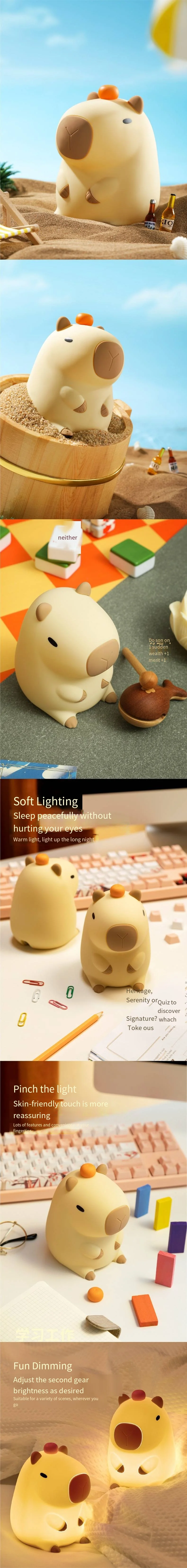 Rechargeable Silicone Soft Capybara Lamp Led Light Source Pc Lamp Body ...