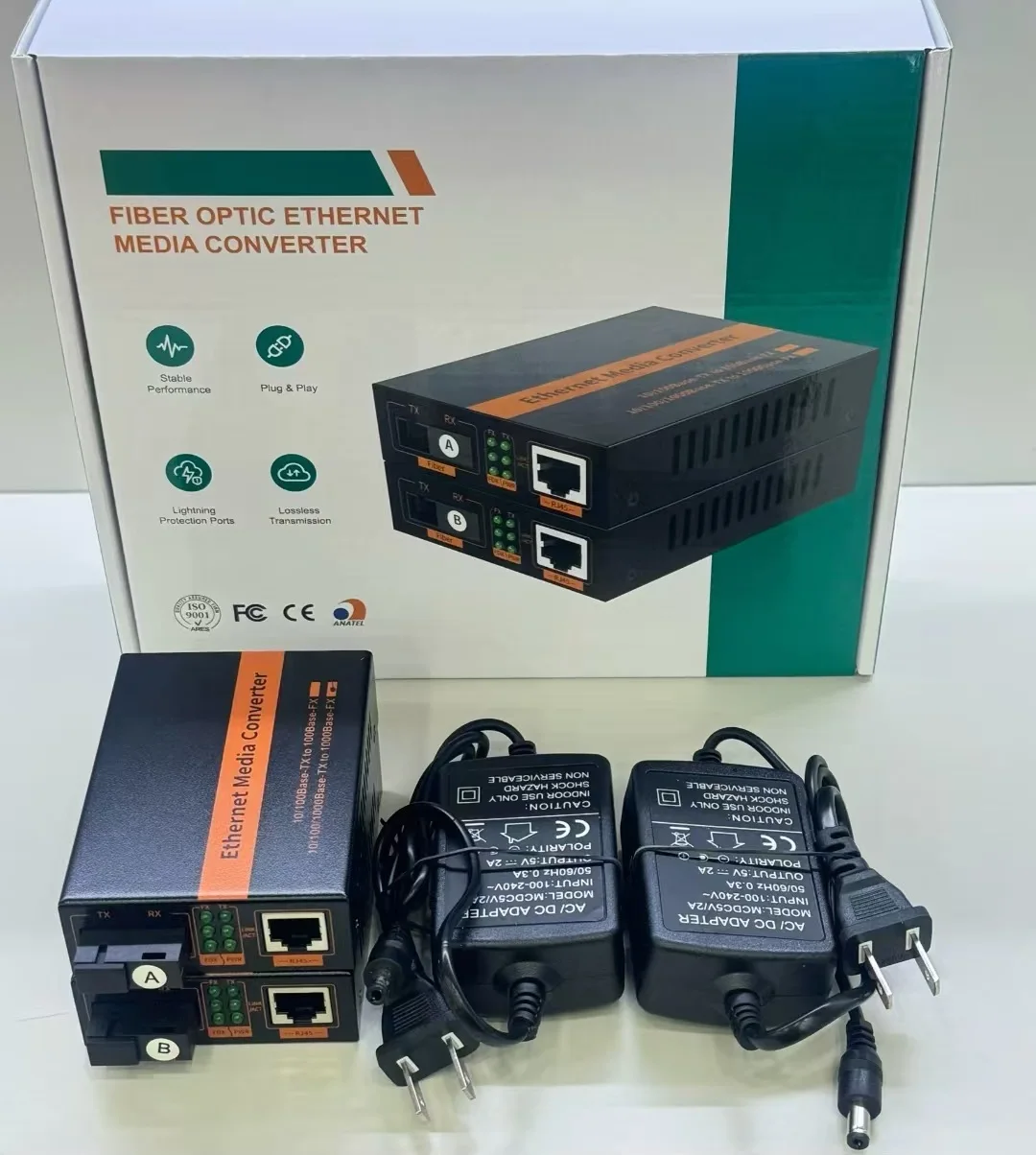 1Gbps Enhanced Fiber to Ethernet Converter SC Single Mode to RJ45 ...