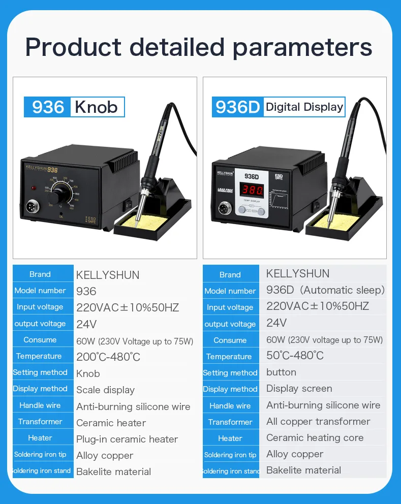 High-efficiency 936D Soldering Station - ESD Safe & Versatile