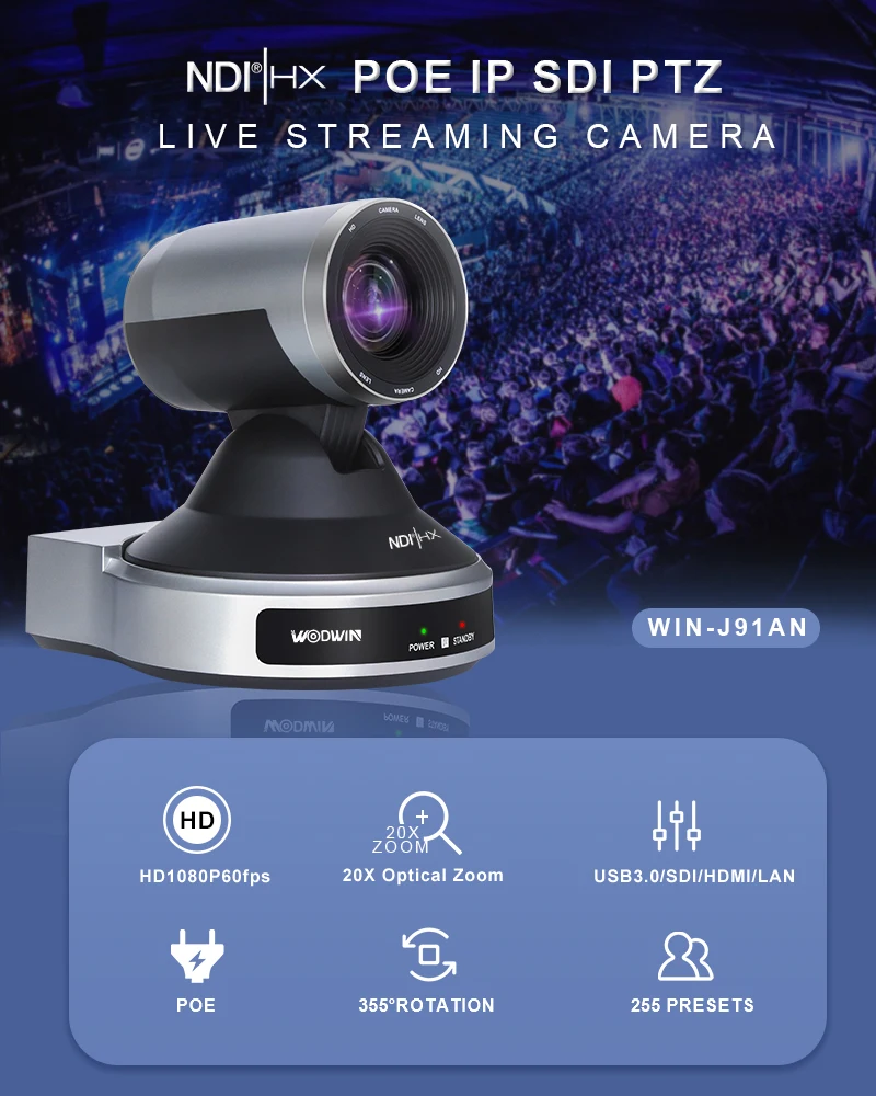 Professional Live Streaming Camera Controller Joystick 20X PTZ NDI Camera