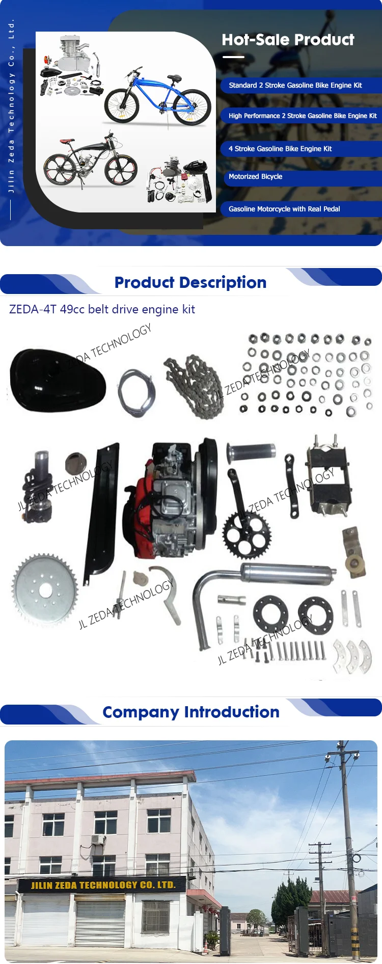 Zeda-4t Belt Drive 49cc Engine Kit Single-cylinder Bore 42mm Wheel Hub ...