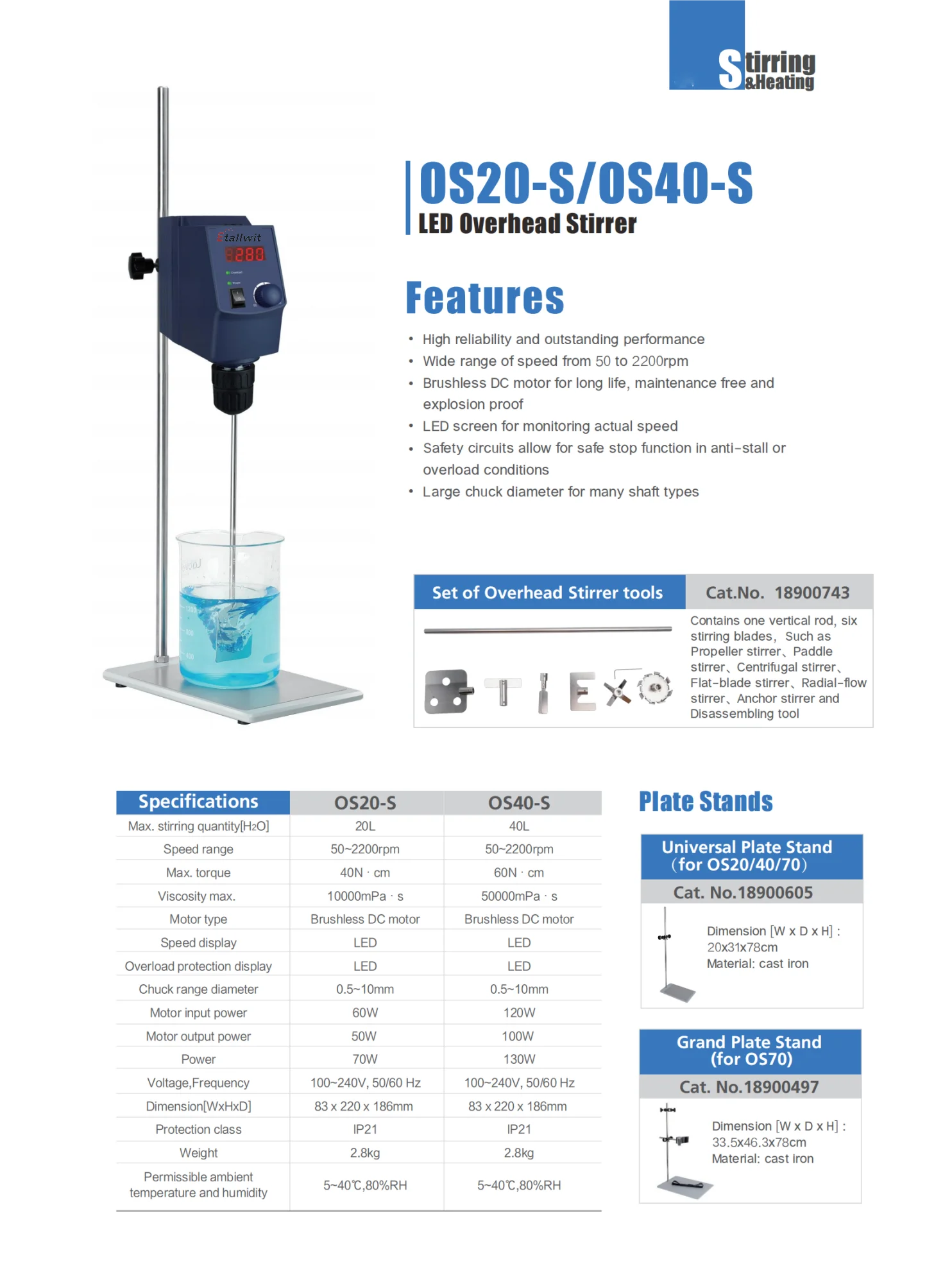 Os20-pro Laboratory Max. Stirring 20lspeed 50-2200rpm Lcd Digital Overhead Stirrer Brushless Dc ...