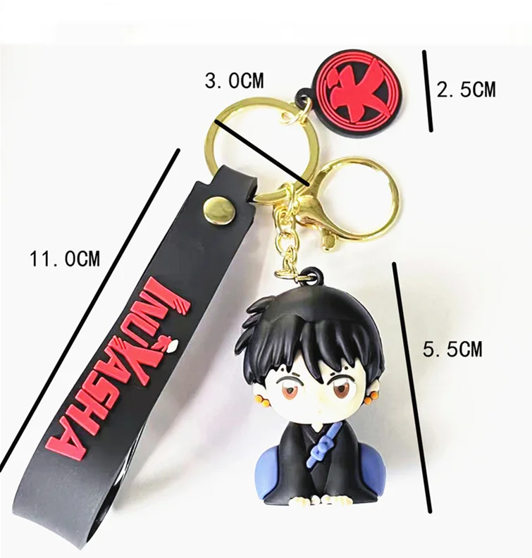 4 Designs Inuyasha Rubber Keychain Anime Cartoon Character Keyring ...
