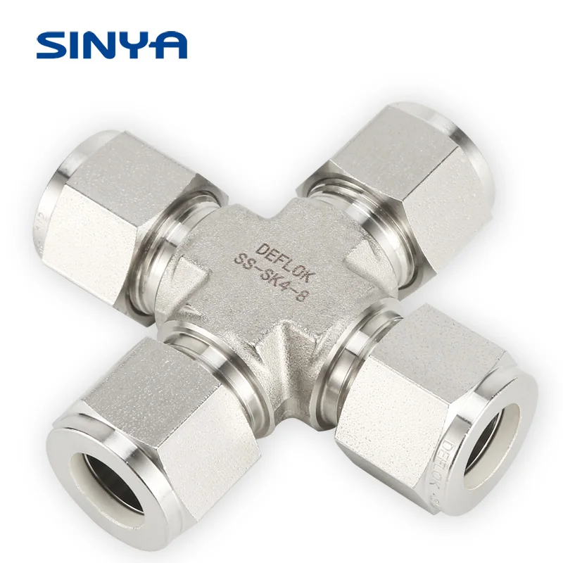 Cross Type Fittings - 4 Way Union Hydraulic Tube Compression