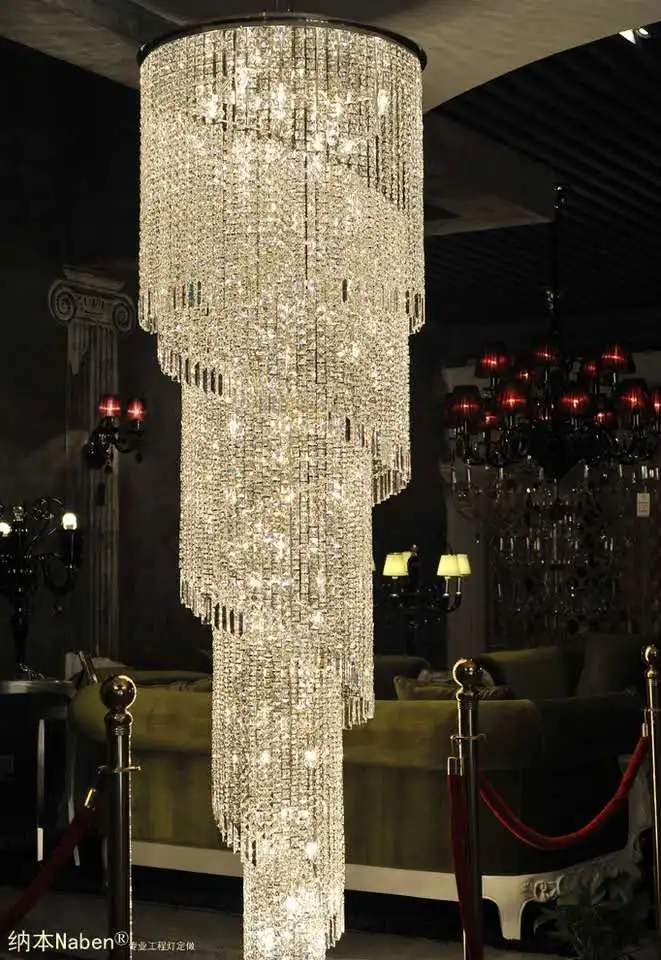 Luxury K9 Hanging Long Crystal Chains Stair Chandelier - Buy Hanging ...