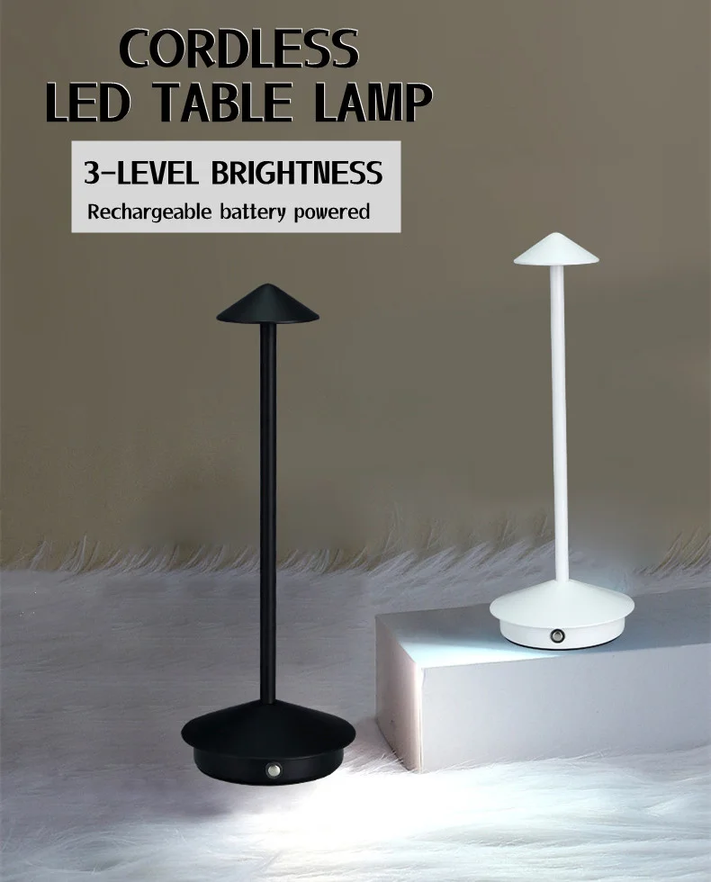 Modern Metal Triangle LED Bar Table Lamp - Touch USB Rechargeable