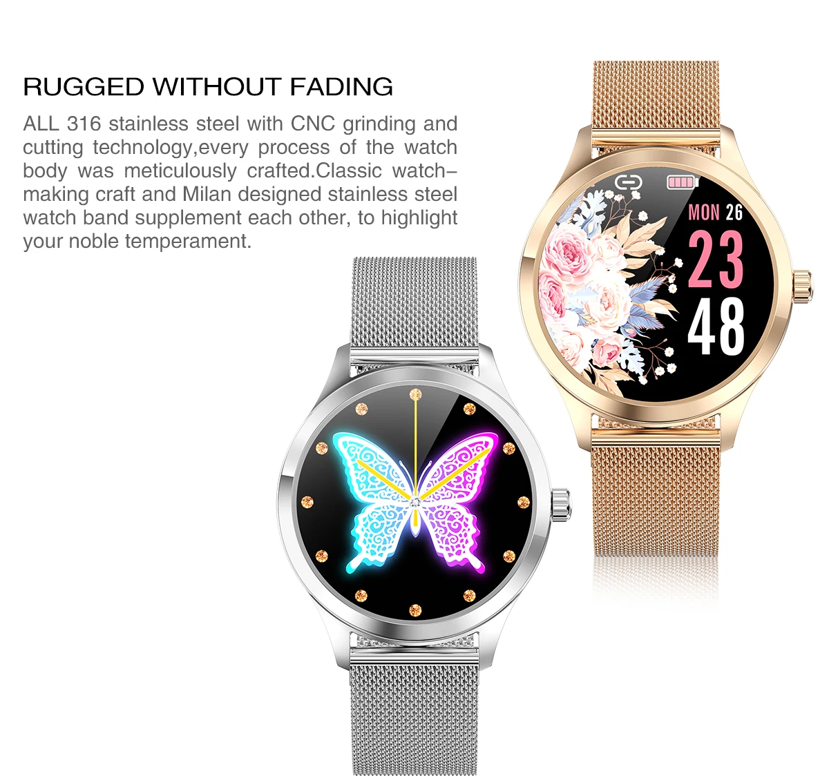 LW07 Women’s Smartwatch with Fitcloud Pro APP & Heart Rate Tracker