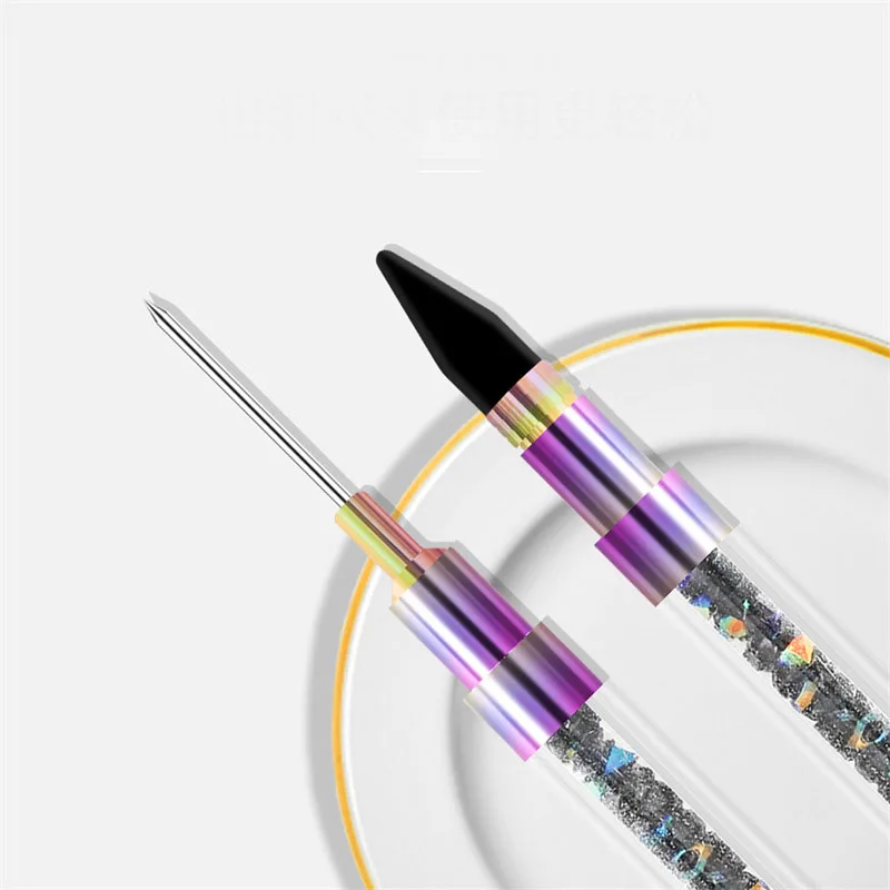 Shiny Iridescent Double-head Wax Picker for Rhinestone Rainbow Handle ...
