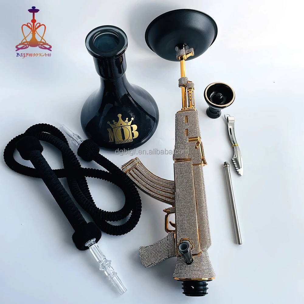 Wholesale Luxury 75cm 95cm Tall Gold Diamond Ak47 Gun Sheesha Shisha ...