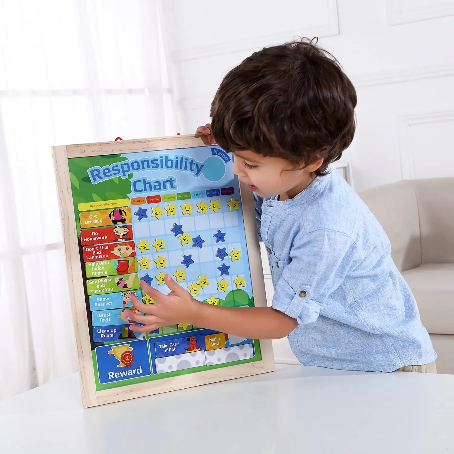Factory Sale Mobile Kids Wooden Chore Chart Magnetic Reward Stickers ...