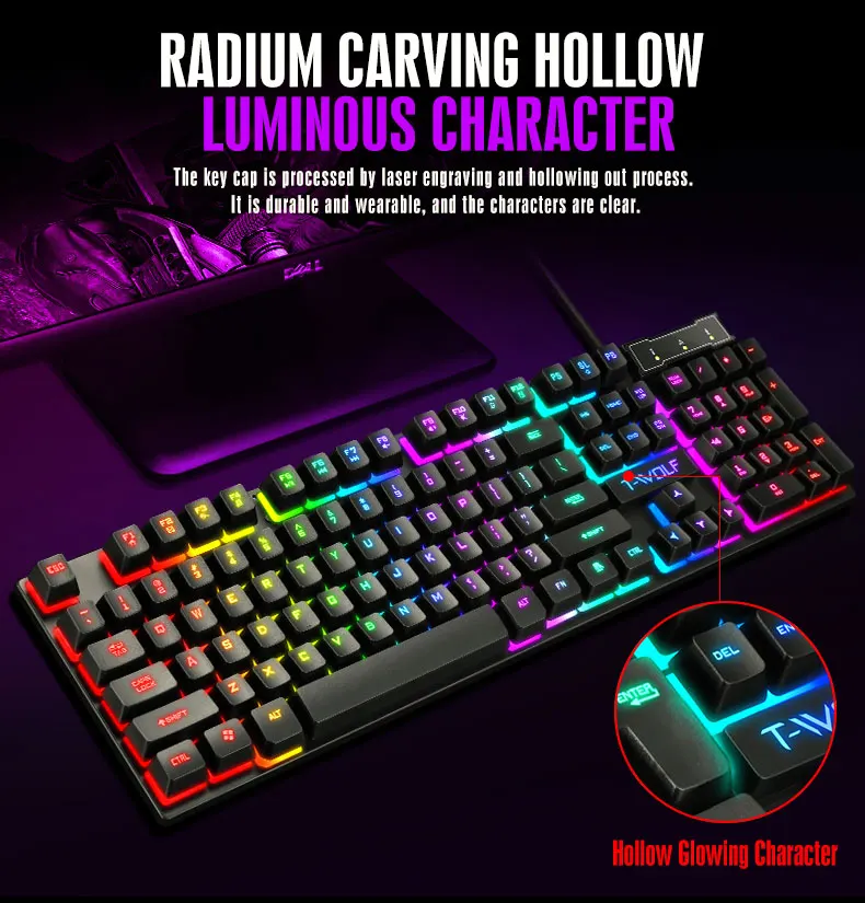 Wireless Gaming Mouse and LED Backlit Keyboard Set - Rechargeable RGB ...