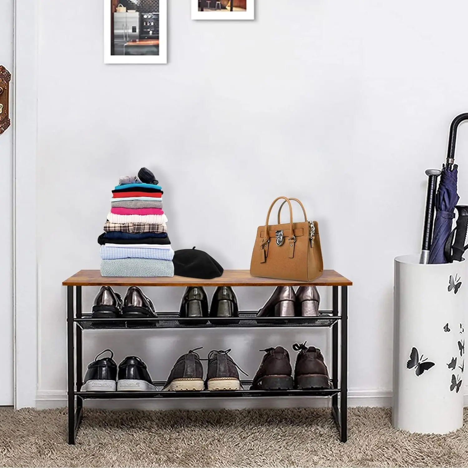 3-tier Tilting Adjustable Freestanding Shoe Rack 6-pairs 25.2 In Length ...