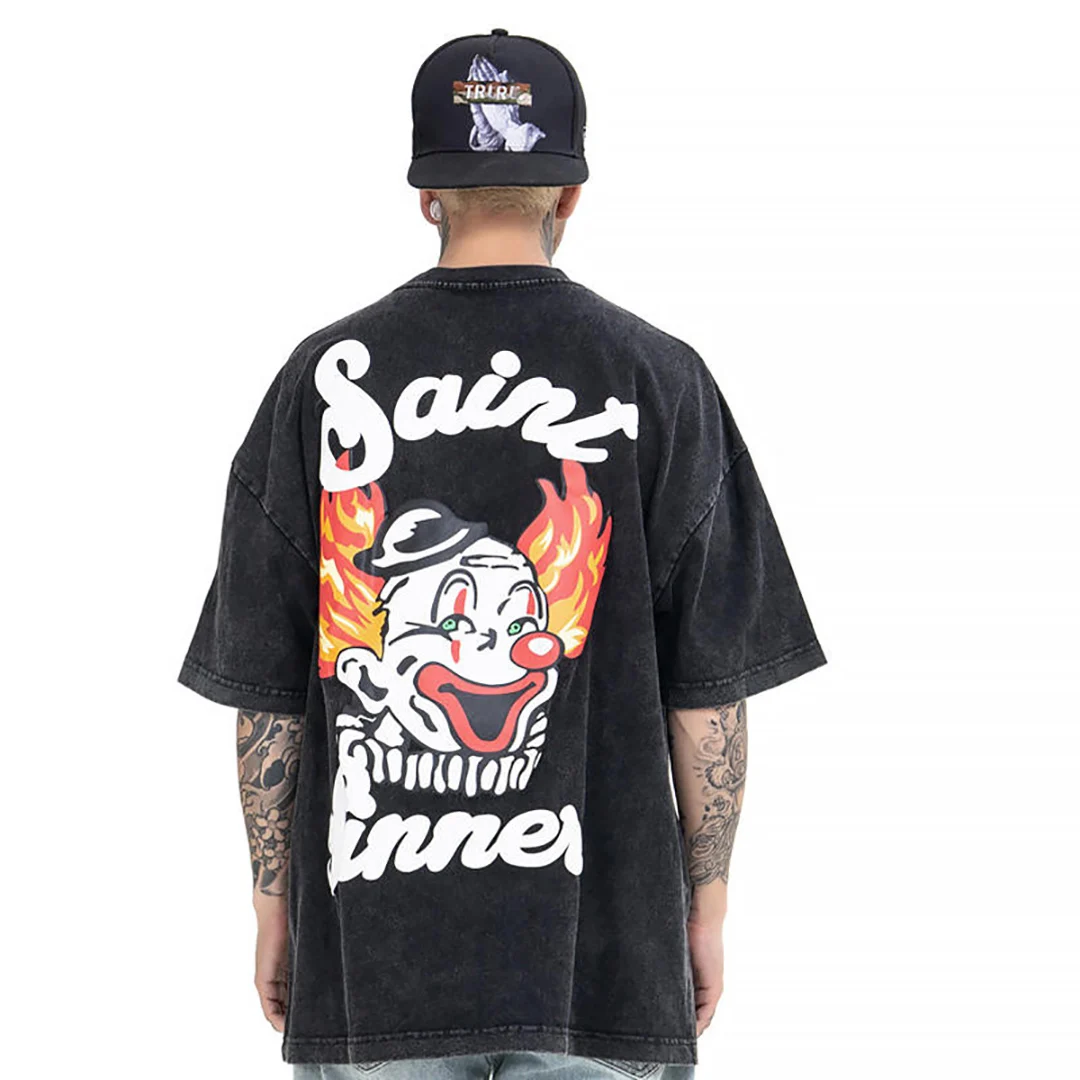 Plus Size Men's Clothing Acid Wash T-shirt For Mens Custom Vintage ...