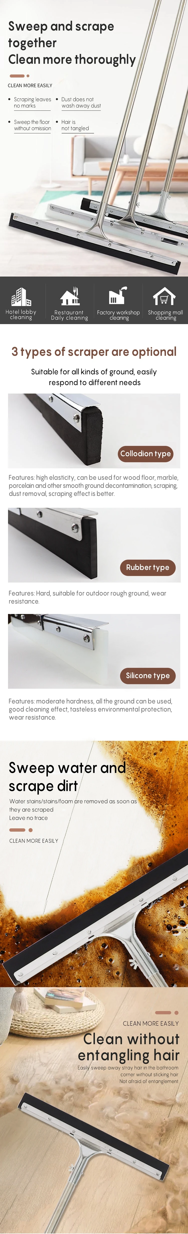 Non-Marking Glass Floor Cleaning Rubber Scraper Multifunctional ...