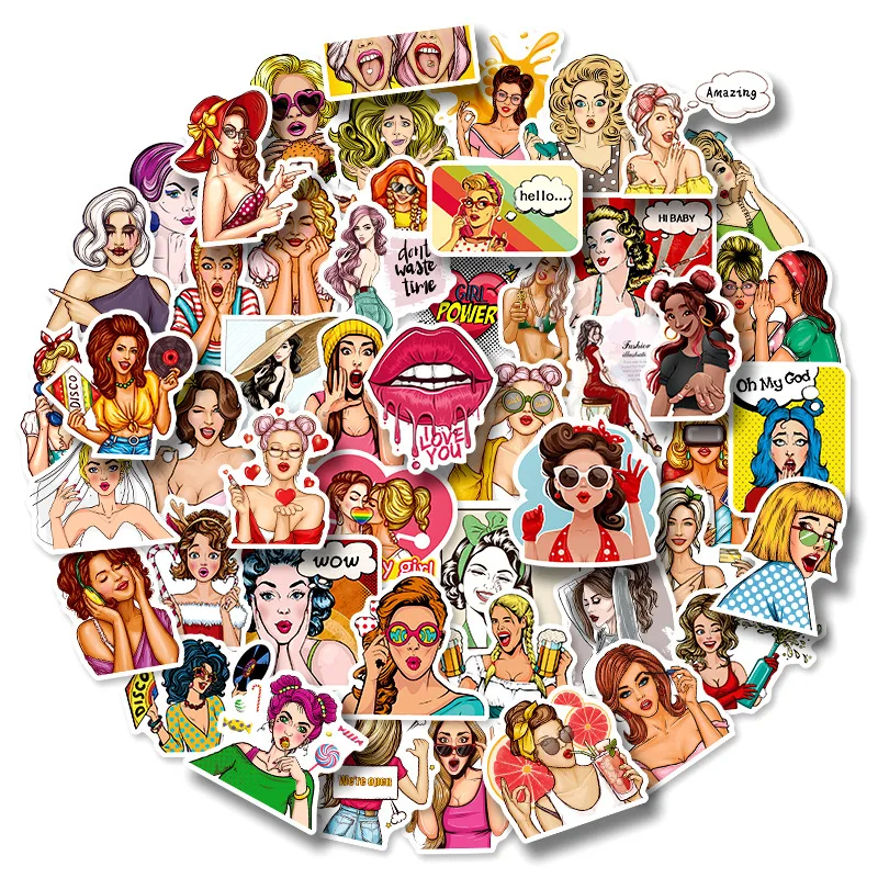 50pcs Poppergirl Funny Sexy Stickers Waterproof And Versatile