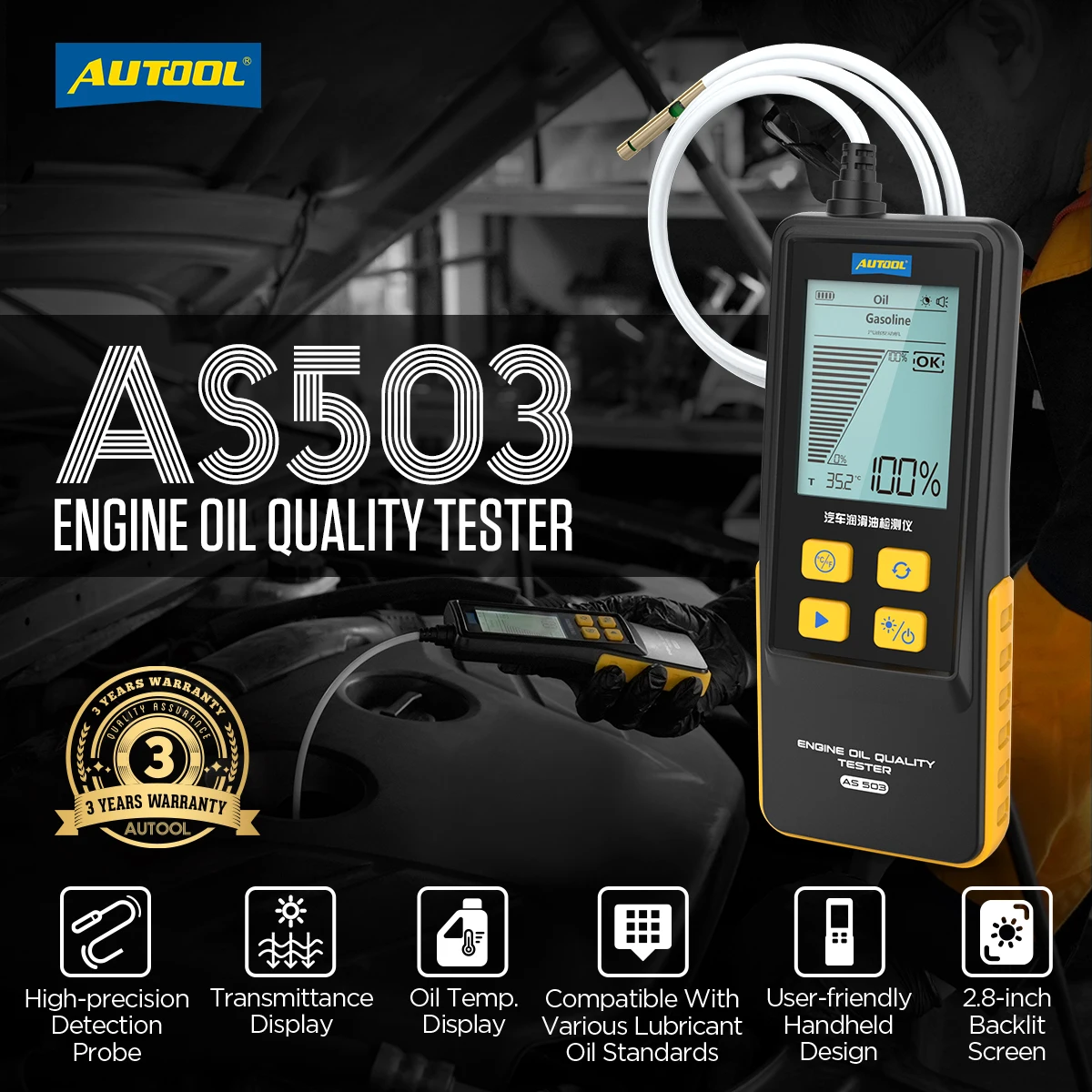 Autool As503 High Precision Automotive Lubrication Engine Oil Quality ...