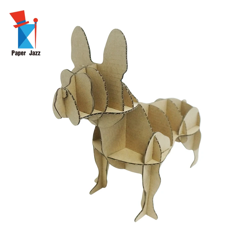 Bulldog 3d puzzle cardboard corrugated animal paper craft world diy ...