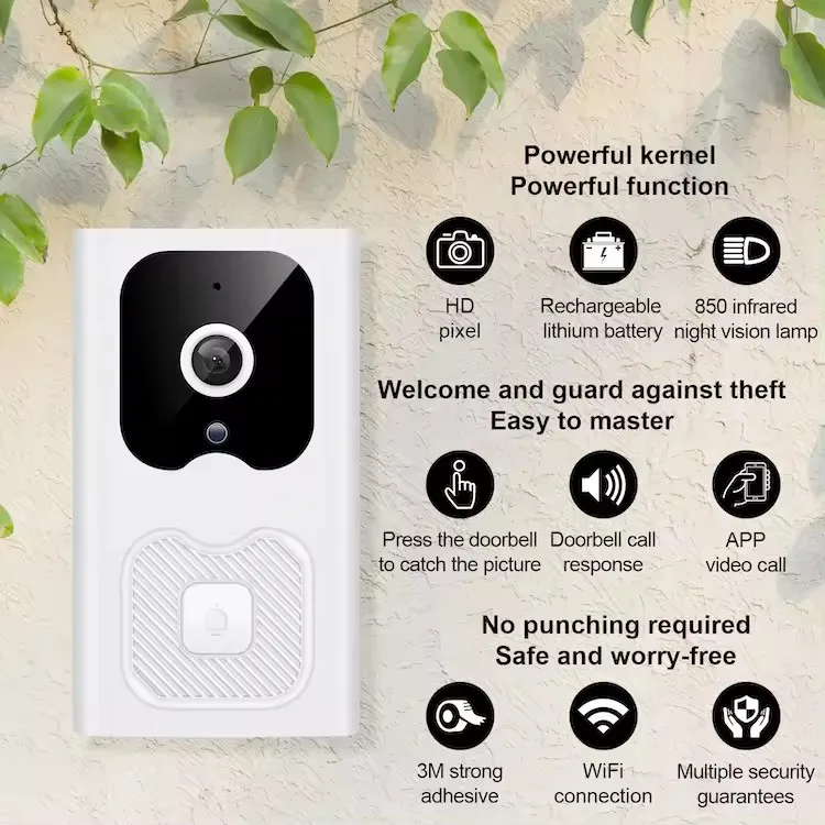 WiFi IP Video Doorbell Night Vision Door Phone Camera Visual Home ...